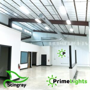 PrimeLights LED 4' ft, Shop Light 120W 21,600 Lumen 120/277v 5000K Day Garage Warehouse Shop Metal BLDG Light Fixture 120° Beam Angle Stingray 6 (Frosted LED Bulbs)