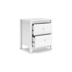 Signature Design by Ashley Hallityn Minimalist 2 Drawer Nightstand for Bedroom, 24.37" Tall, White