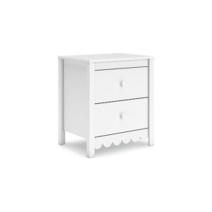 signature design by ashley hallityn minimalist 2 drawer nightstand for bedroom, 24.37" tall, white