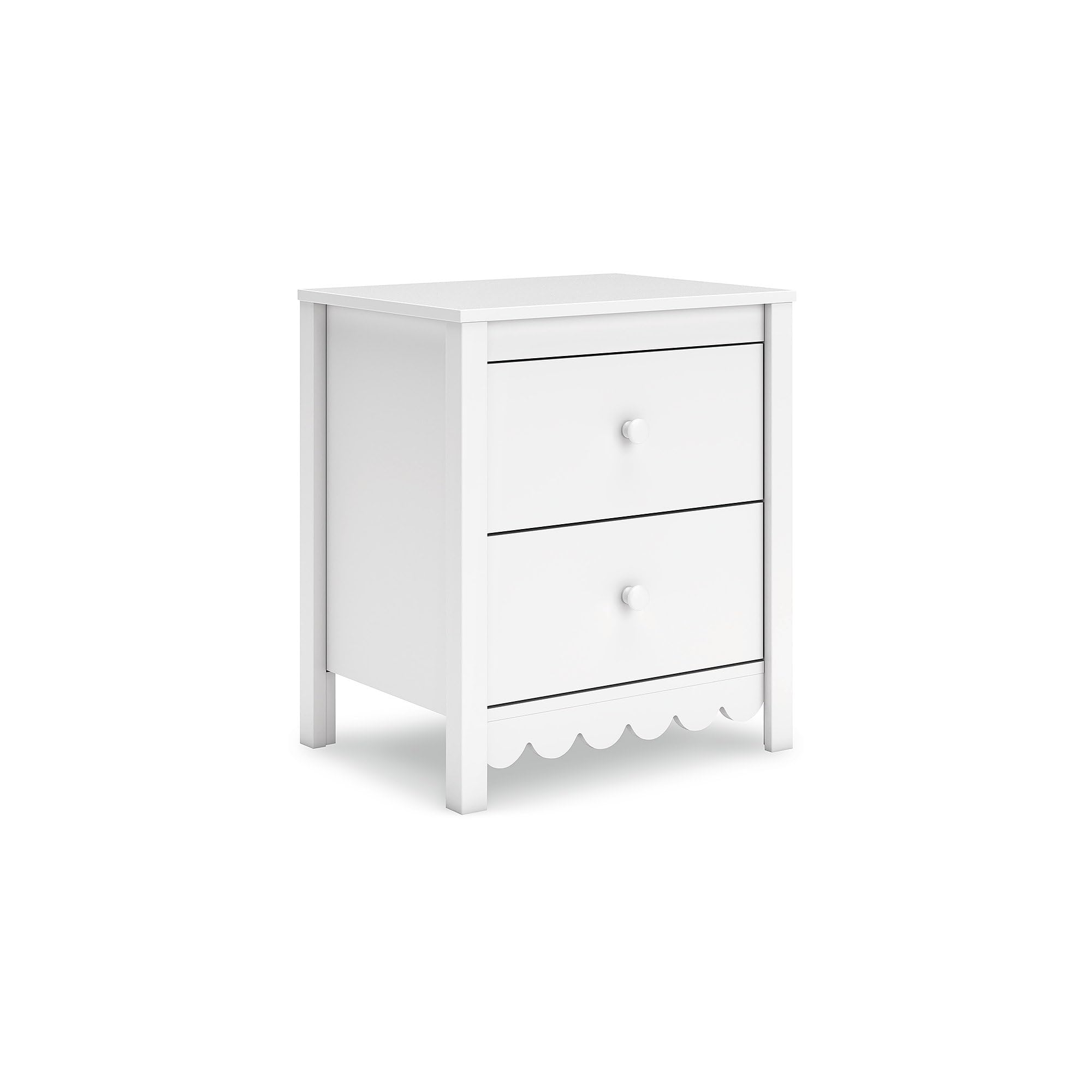 Signature Design by Ashley Hallityn Minimalist 2 Drawer Nightstand for Bedroom, 24.37" Tall, White