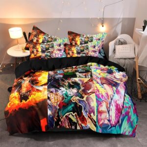 Klekyes Anime Character Collection Duvet Cover Set,Anime Character Collection Bedding Set Soft Cool Quilt Cover Twin Full Queen Size for Boys Teens (Color 7, Twin)