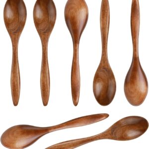 CKKAPTURE 7 Pcs Small Wooden Spoons of 5.71 Inch - Honey Spoon for Tea, Eating Spoons & Mini Serving for Coffee, Tea Jar, Condiment