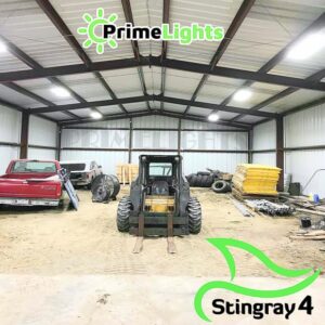 PrimeLights LED 4' ft, Shop Light 120W 21,600 Lumen 120/277v 5000K Day Garage Warehouse Shop Metal BLDG Light Fixture 120° Beam Angle Stingray 6 (Frosted LED Bulbs)