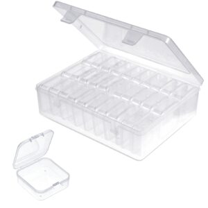 wllhyf bead storage containers 30pcs small bead organizer box and 1 pcs large clear plastic beads storage containers boxes with hinged lid for bracelet making diy craft nail decor