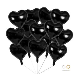 xiuhusha black heart balloons 20pcs 18inch heart foil mylar balloons black balloons black party decorations love balloons heart balloons for valentine's day birthday party wedding baby shower