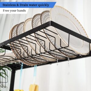 Fixwal Over The Sink Dish Drainer Drying Rack Large Dish Drying Rack 24.8"-35.5" Extendable Capacity Sink Rack with 4 Baskets, for Saving Space, Stainless Steel