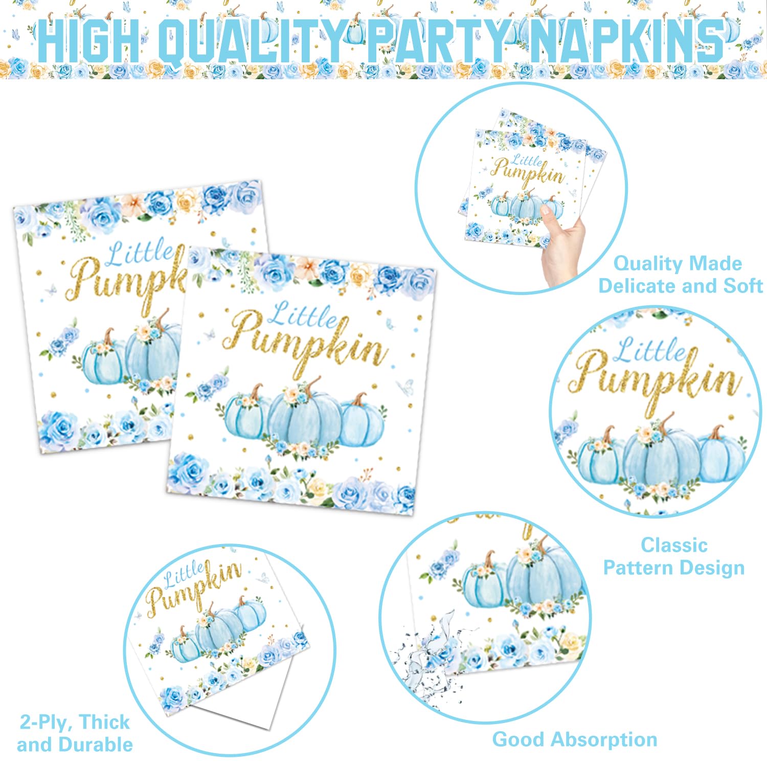 Little Pumpkin First Birthday Decorations - Little Pumpkin is Turning One Decorations Set Includes Plates, Napkins, Cups, Forks, Tablecloth, Banner fo Boy Pumpkin Birthday Decorations, Serves 24