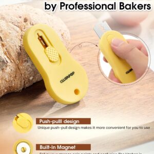 CLUEAPOP Bread Lame Sourdough Scoring Tool Extractable & Magnetic - Professional Dough Scoring Tool for Sourdough Bread Baking & Bread Making Tools - Scoring Patterns Booklet & 5 Razor Blades