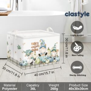 Clastyle Blue Pumpkin Gnome Thanksgiving Basket Harvest Buffalo Plaid Truck Maple Leaf Fall Gift Bin Farm Autumn Shelf Basket for Clothes Toy Book