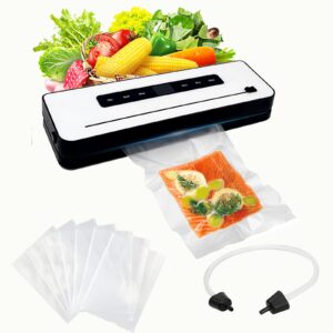 krmqis food saver vacuum sealer machine (vacuum sealer + sealer bags 8" x 12"+vacuum hose) vacuum sealer for food with cutter can vacuum dry, wet, crunchy and soft foods vacuums bags, jars and lids