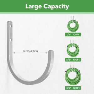 Garden Hose Holder Wall Mount - Heavy-Duty Aluminum Hose Hanger for Outside, Durable Wall-Mounted Hose Holder for Garden & Outdoor Use 8 Hooks, Silver