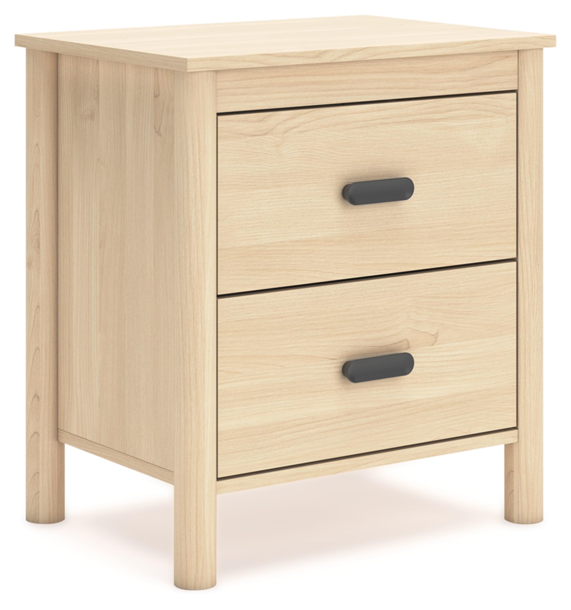 Signature Design by Ashley Cabinella Casual 2-Drawer Nightstand with Round Post Legs, 24.37" Tall, Light Brown