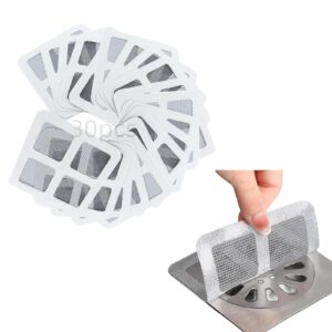 4" x 4"disposable floor drain sticker shower drain hair catcher shower drain cover hair catcher mesh stickers for bathroom washbasin bathtub kitchen sink for human and pet hair (30pcs(a))