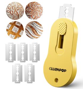 clueapop bread lame sourdough scoring tool extractable & magnetic - professional dough scoring tool for sourdough bread baking & bread making tools - scoring patterns booklet & 5 razor blades