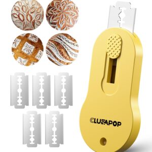 CLUEAPOP Bread Lame Sourdough Scoring Tool Extractable & Magnetic - Professional Dough Scoring Tool for Sourdough Bread Baking & Bread Making Tools - Scoring Patterns Booklet & 5 Razor Blades