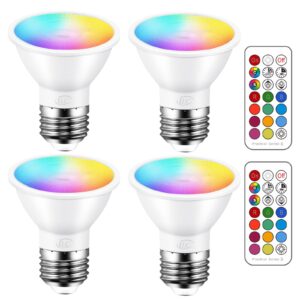 ilc par16 led light bulbs 40 watt equivalent color changing e26 screw 45°, 12 colors dimmable daylight white 5000k rgb led spot light bulb with 5w remote control,(pack of 4)