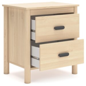 Signature Design by Ashley Cabinella Casual 2-Drawer Nightstand with Round Post Legs, 24.37" Tall, Light Brown