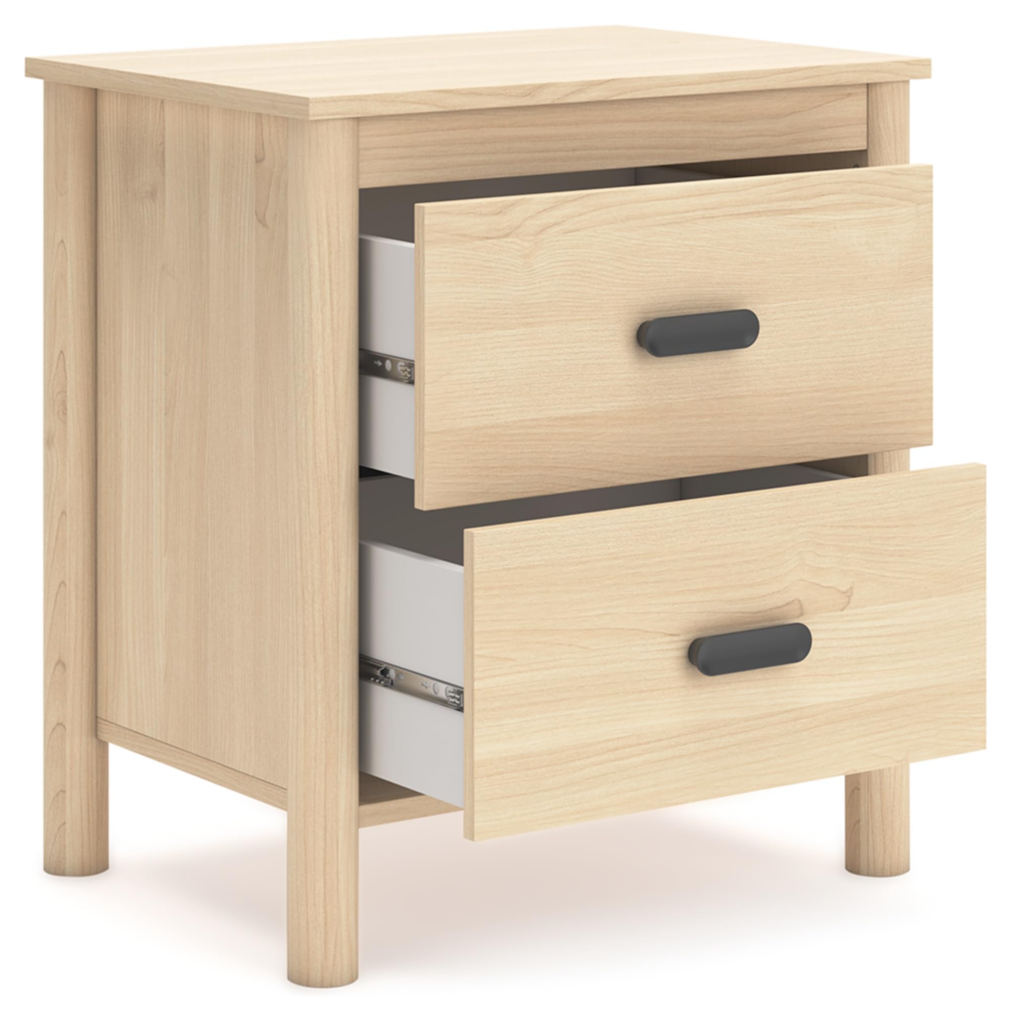 Signature Design by Ashley Cabinella Casual 2-Drawer Nightstand with Round Post Legs, 24.37" Tall, Light Brown