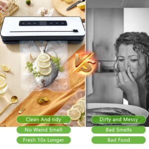 Krmqis Food Saver Vacuum Sealer Machine (Vacuum Sealer + Sealer Bags 8" x 12"+Vacuum hose) Vacuum Sealer for Food with Cutter Can Vacuum Dry, Wet, Crunchy and Soft Foods Vacuums Bags, Jars and Lids