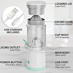 Electric Citrus Juicer, Citrus Juicer with USB Cable, Easy to Clean Portable Juicer for Fresh Orange Juice, Squeeze Orange, Lemon, Kiwi and Grapefruit Juice