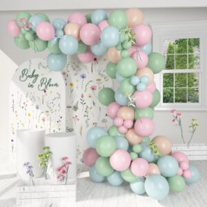 soonlyn baby in bloom balloon arch kit 14ft, baby in bloom baby shower decorations, wildflower baby shower decorations, bridal shower, wedding, birthday