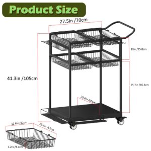 ztysn Yard Tool Organizer for Garage, Garden Tool Rack Heavy Duty Garden Cart Garden Tool Holder Shovel Rack Lawn Tool Storage Utility Shelves Fruit and Vegetable Storage System(70 * 60CM)