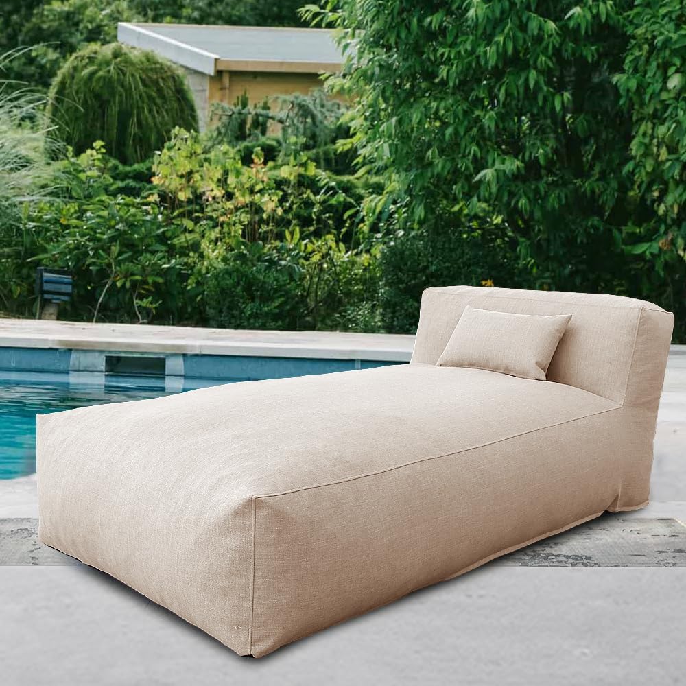 Dineli Modern ANNY-H Lounge Chair Outdoor Furniture Sectional Conversation Set. Creating a Unique Patio Garden Modular Contemporary Sofa (Light Beige)