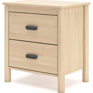 Signature Design by Ashley Cabinella Casual 2-Drawer Nightstand with Round Post Legs, 24.37" Tall, Light Brown