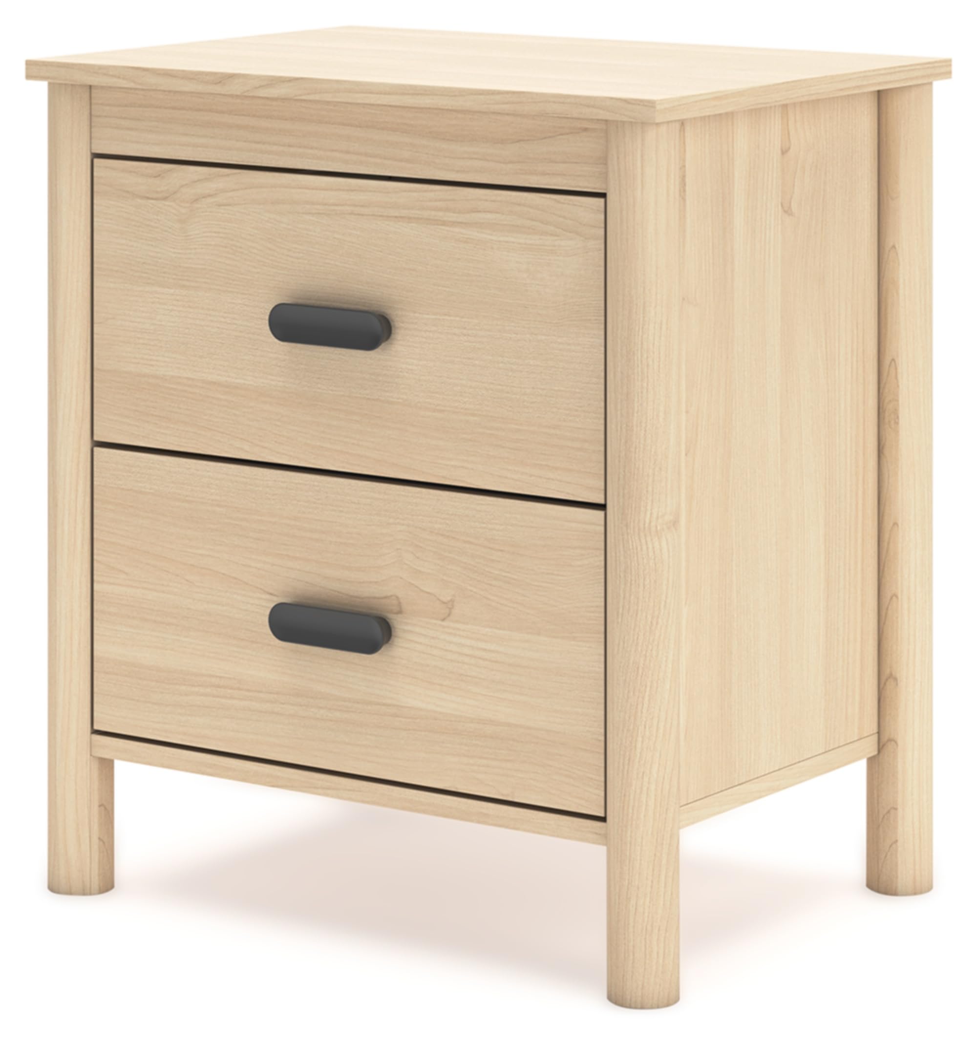 Signature Design by Ashley Cabinella Casual 2-Drawer Nightstand with Round Post Legs, 24.37" Tall, Light Brown