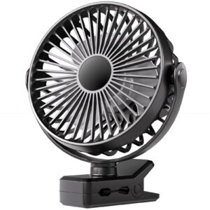 Portable Clip on Fan, Small Powerful Wind Cooling Desk Fan, 3 Speed Quiet Personal Fan with Clip, 360° Rotatable Battery Operated Rechargeable Mini Table Fan for Home Office Stroller Travel Camping