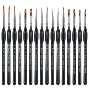 brusarth detail paint brushes set, 16pcs miniature paint brushes for fine detailing, art painting, micro detail paint brush for acrylics, oils, watercolors, paint by number, figurine, 40k