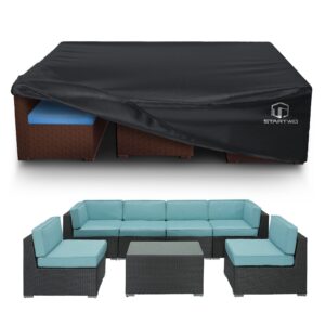 startwo patio furniture covers waterproof, anti-uv tear-resistant heavy duty 7-12 seats outdoor furniture cover for sectional sofa, patio table cover, 108" lx82 wx28 h, black