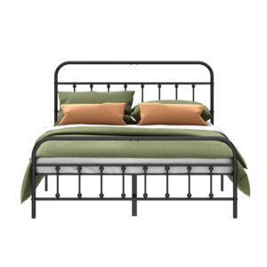 kujielan metal bed frame - structurally stable heavy duty steel slat supported full bed frames,no box spring needed for easy removal and transport…