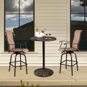 Wuuhan Outdoor Bistro Pub Table, Round Patio Bar Cast Aluminum Tall Outdoor Table Bistro Table Outdoor Furniture Garden Table 27.5 * 27.5 * 40inch（Antique Bronze