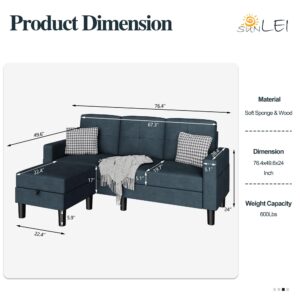 SUNLEI 79" Sectional Couch for Living Room Furniture Sets 3 Piece Small Sofa, L-Shaped Convertible Couches, Modular Sectional Couch with Cloud Chaise for Living Room/Small Space (Dark Grey)