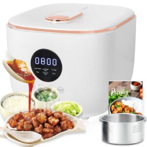 generic digital rice cooker,low sugar rice cooker rice cooker 6 cup 3.15qt steamer, soup pot，grain cooker, multicooker 24h keep warm & timer,easy to clean, white