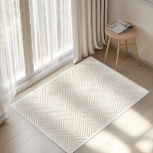 comfwell door mat indoor entrance 2x3 beige rug machine washable rug, small area rug - stain & water resistant non slip - for entryway; kitchen; front door indoor entrance, beige