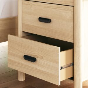 Signature Design by Ashley Cabinella Casual 2-Drawer Nightstand with Round Post Legs, 24.37" Tall, Light Brown