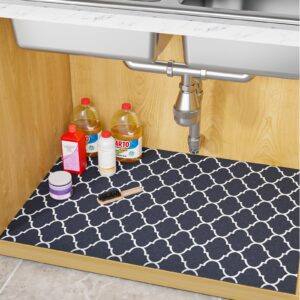 under sink mat for kitchen waterproof, undersink mats for bottom of kitchen sink, non-adhesive absorbent quick dry under sink liner, non-slip shelf protector under sink tray (dark gray, 24"×30")