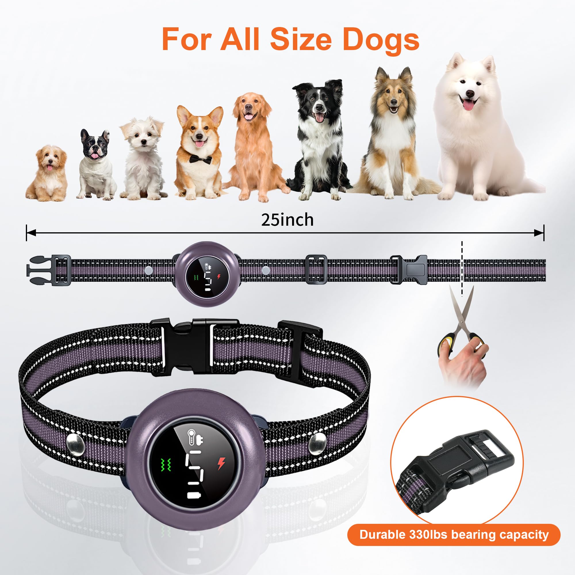 Neoally 2 in 1 Dog Training and Bark Control Collar: Smart Anti Barking Collar with and with No Remote for 5-150 lbs Small Medium Large Dogs. Rechargeable and Waterproof Receiver (Purple)