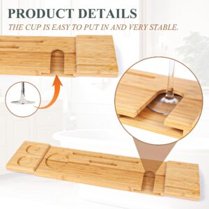 Ecochre Bath Tub Tray Wood, Bathtub Trays for Tub, Bath Caddy Tray for Wooden Bathtub Bath Tray for Tub, Bath Table Bath Board for Tub, Fits Most Bath Tubs, Idea for Women