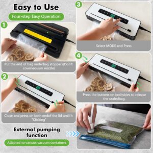 Krmqis Food Saver Vacuum Sealer Machine (Vacuum Sealer + Sealer Bags 8" x 12"+Vacuum hose) Vacuum Sealer for Food with Cutter Can Vacuum Dry, Wet, Crunchy and Soft Foods Vacuums Bags, Jars and Lids