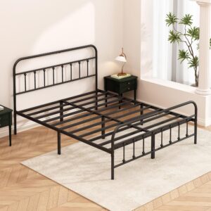 Kujielan Metal Bed Frame - Structurally Stable Heavy Duty Steel Slat Supported Full Bed Frames,No Box Spring Needed for Easy Removal and Transport…