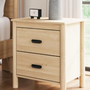 Signature Design by Ashley Cabinella Casual 2-Drawer Nightstand with Round Post Legs, 24.37" Tall, Light Brown