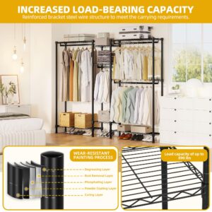 DWVO Closet Organizers and Storage System, Heavy Duty Walk-in Closet Shelves System, Adjustable Clothes Rack with 3 Hanging Rods, 8 Shelves, 68.9" L x 76" H x 13.8" W