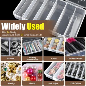 Lainballow 4 pcs 6 Grids Tackle Box Organizer, Clear Plastic Fishing Tackle Storage Box, Visible Bead Storage Containers, Utility Organizer Container Case for Crafts Beads Earrings Screws Nail Pins