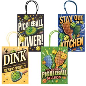 kauai sun 16pcs pickleball gift bags, pickle ball themed party supplies favors bags, four original vibrant designs for pickleball enthusiasts players team coach retirement gifts goodies