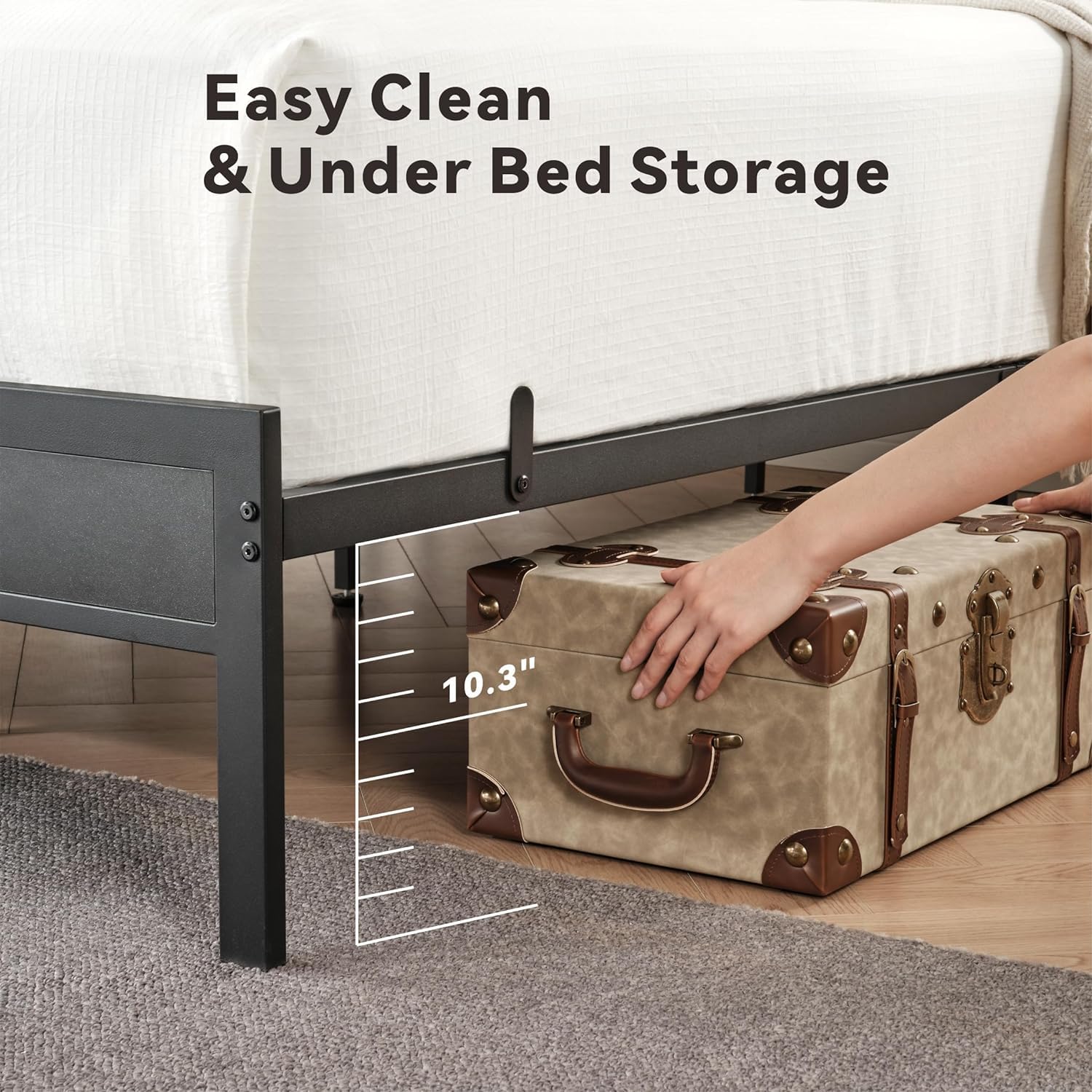 Z-hom Upholstered Twin Bed Frames, Upgraded Metal Bed Frame with LED Lights Headboard & Footboard, Bed Furniture with Charging Station Ports & Storage Shelves, Easy Assembly Bed Frame, Noise Free