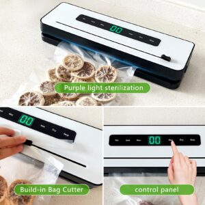 Krmqis Food Saver Vacuum Sealer Machine (Vacuum Sealer + Sealer Bags 8" x 12"+Vacuum hose) Vacuum Sealer for Food with Cutter Can Vacuum Dry, Wet, Crunchy and Soft Foods Vacuums Bags, Jars and Lids