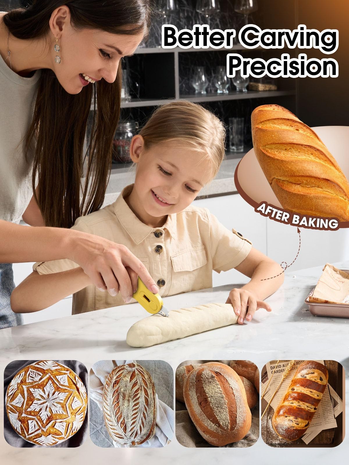 CLUEAPOP Bread Lame Sourdough Scoring Tool Extractable & Magnetic - Professional Dough Scoring Tool for Sourdough Bread Baking & Bread Making Tools - Scoring Patterns Booklet & 5 Razor Blades